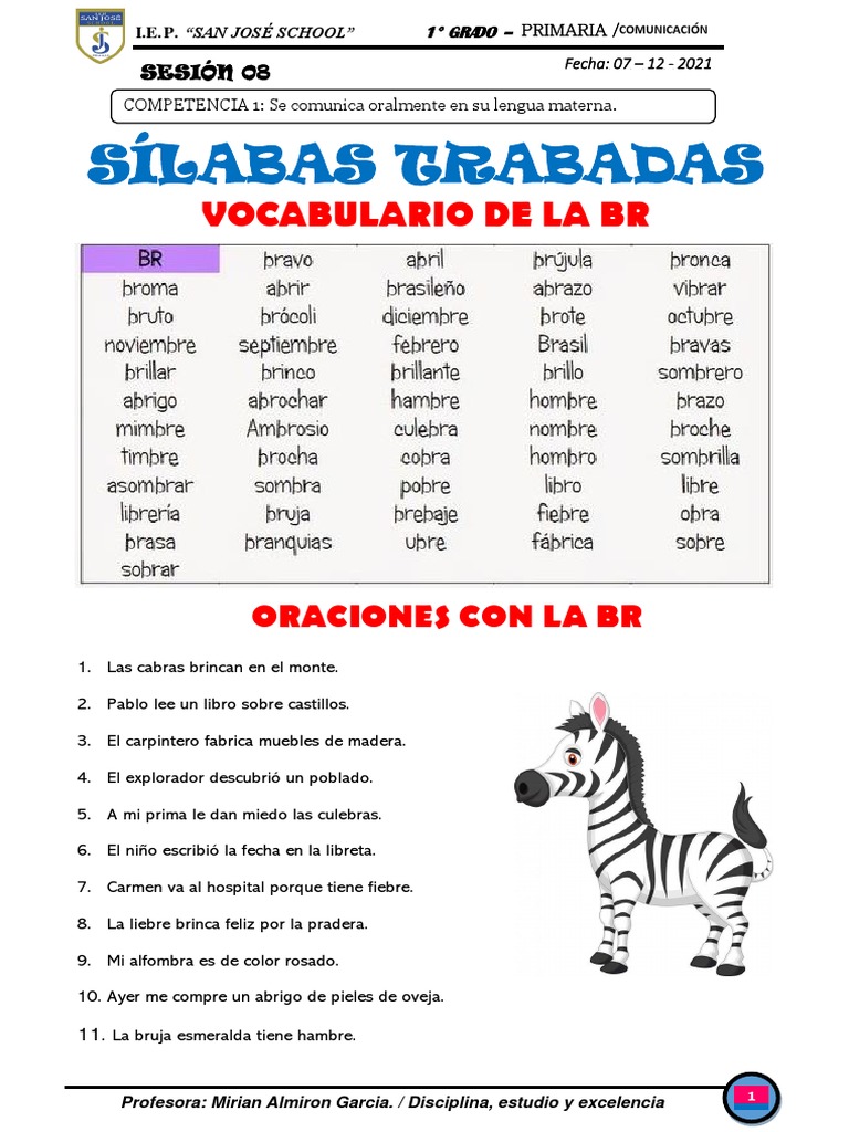 Oraciones con Sílabas Trabadas: BR y BL | PDF