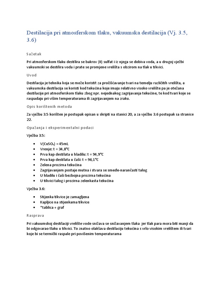 Destilacija Pri Atmosferskom Tlaku | PDF