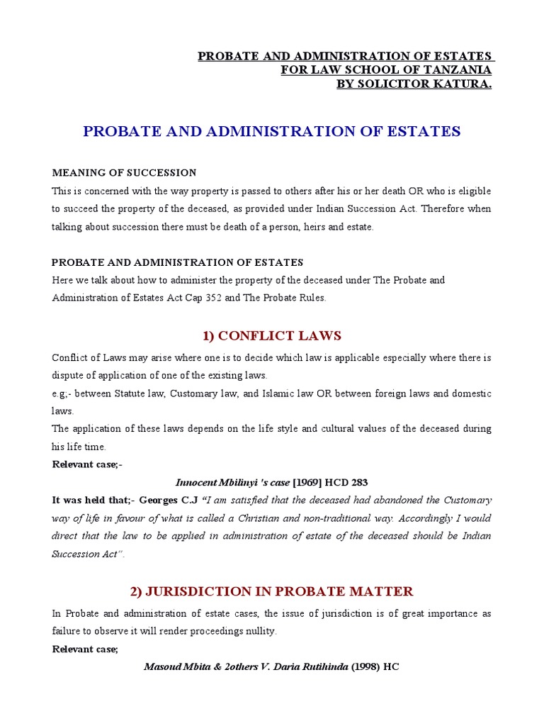 Probate Administration of Estates and TR | PDF | Probate | Will And ...
