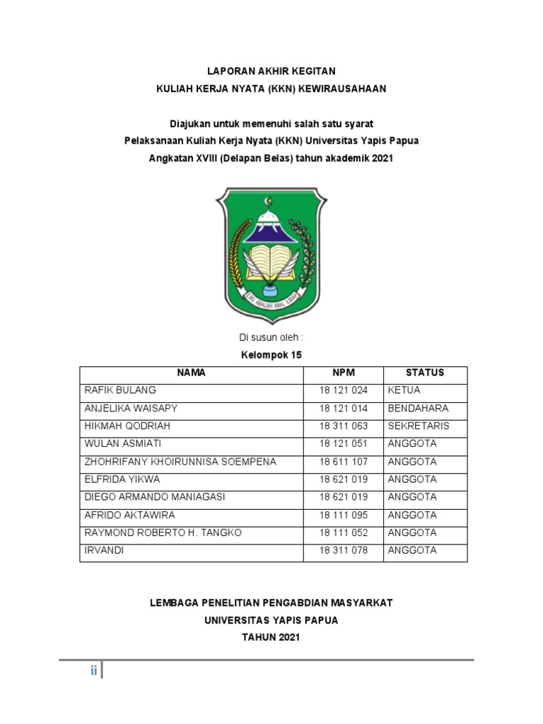 Laporan KKN Kewirausahaan 2021 | PDF