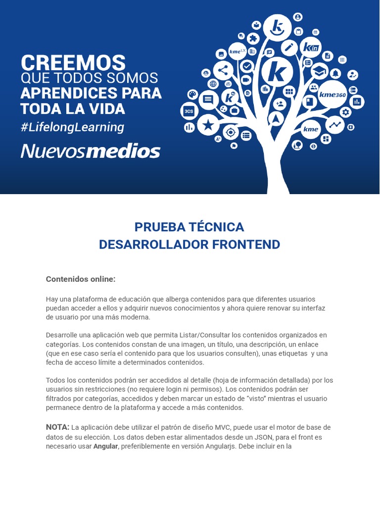 Prueba Técnica: Desarrollo Frontend Angular | PDF | Tecnología