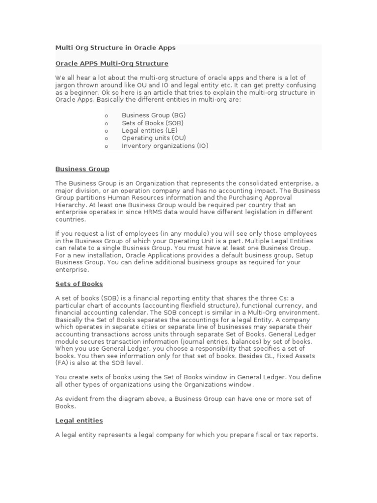 Multi Org Structure | PDF | Inventory | Oracle Database