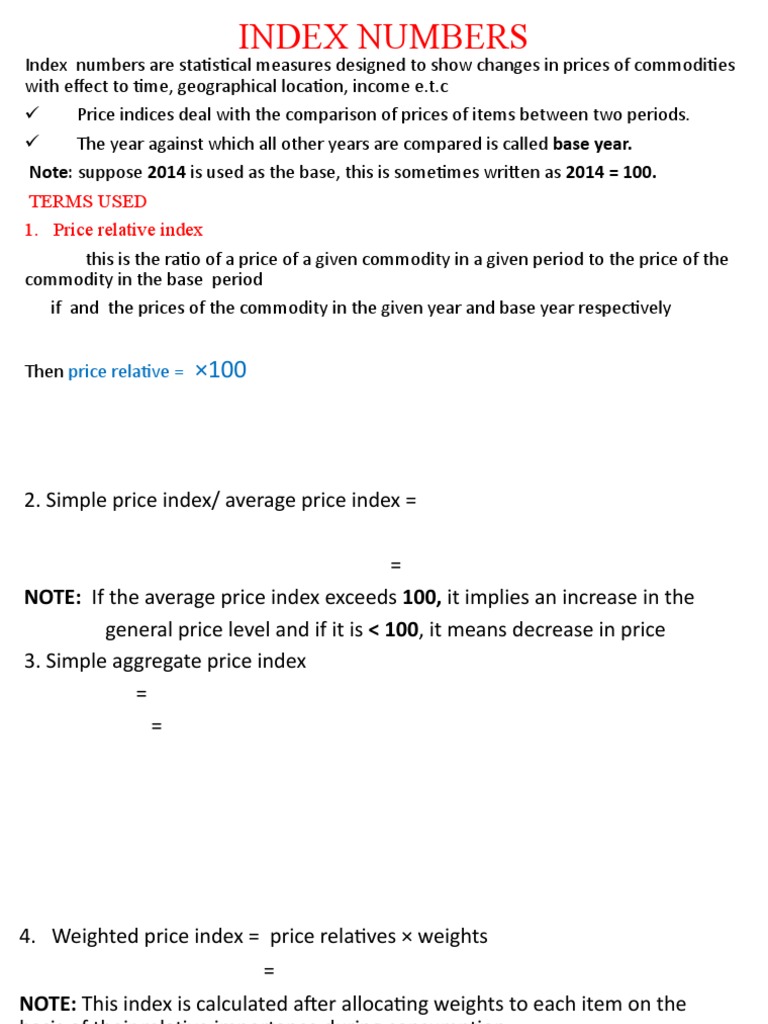 Index Numbers Lesson Notes | PDF | Price Indices | Index (Economics)