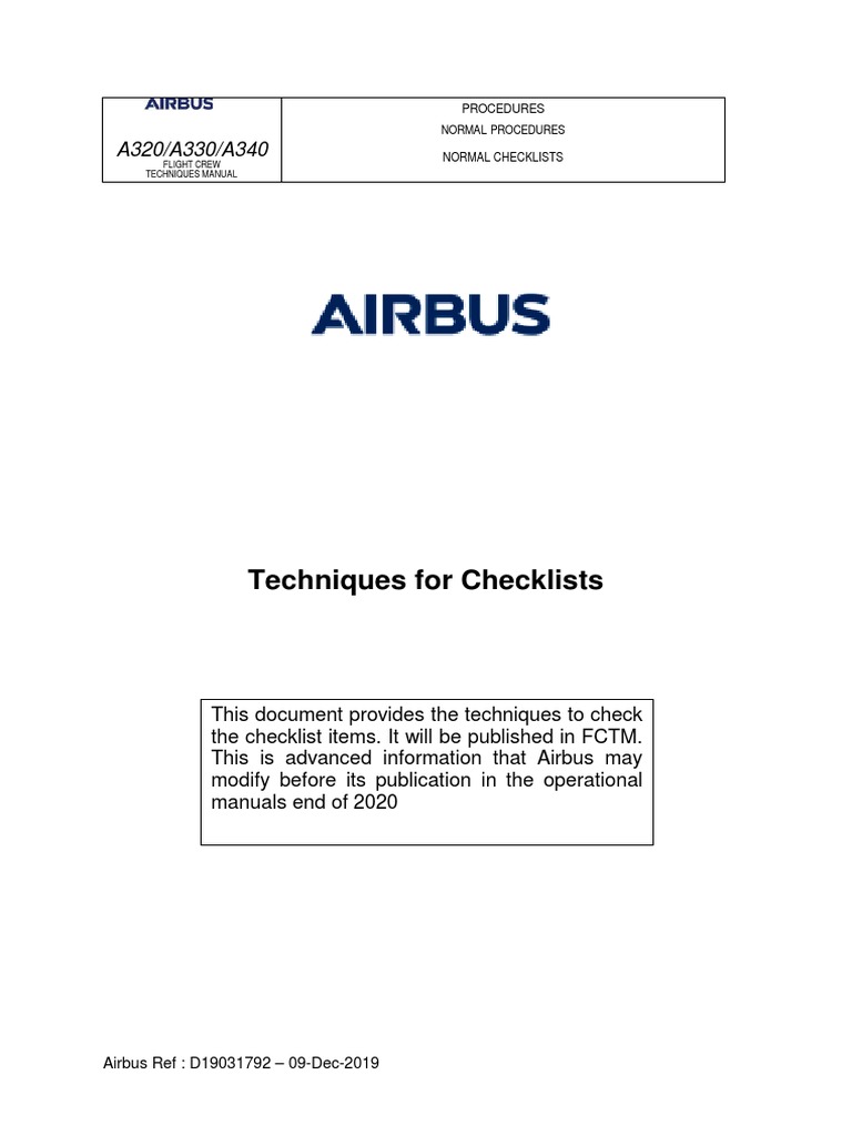 A320 Normal Procedures Checklist Guide | PDF | Aerospace Engineering ...