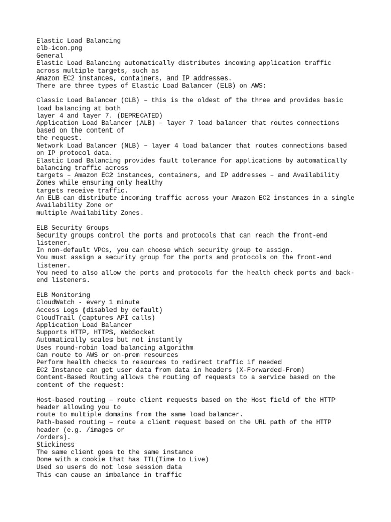 Aws Elb Guide | PDF | Load Balancing (Computing) | Port (Computer Networking)