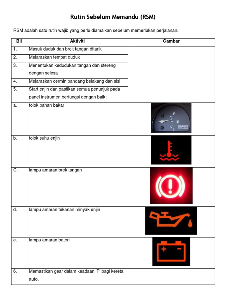 Rutin Sebelum Memandu | PDF