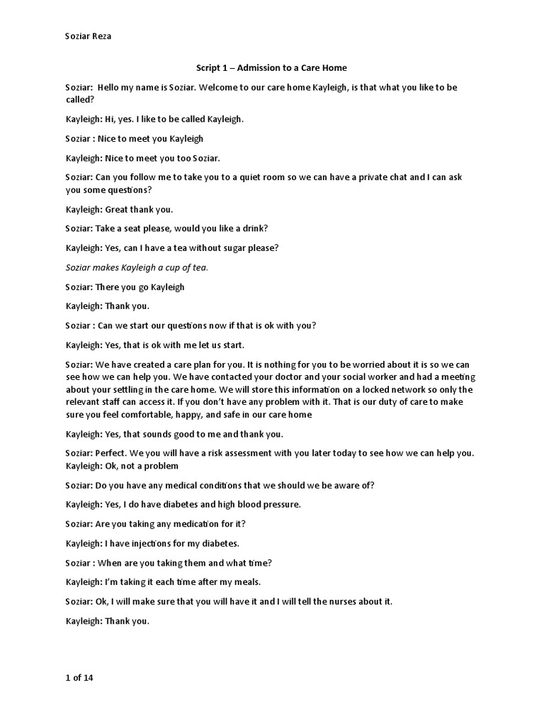 Bev Scripts | PDF | Confidentiality | Caregiver