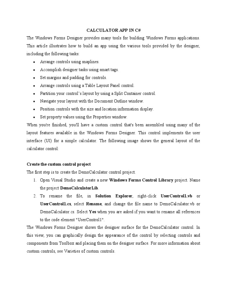 Calculator App in C | PDF | Page Layout | Application Software