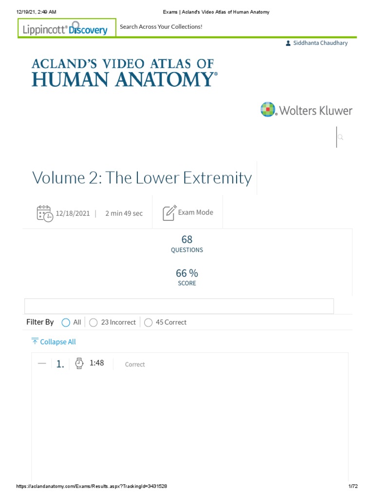 Answers To Exams - Acland's Video Atlas of Human Anatomy (Lower ...