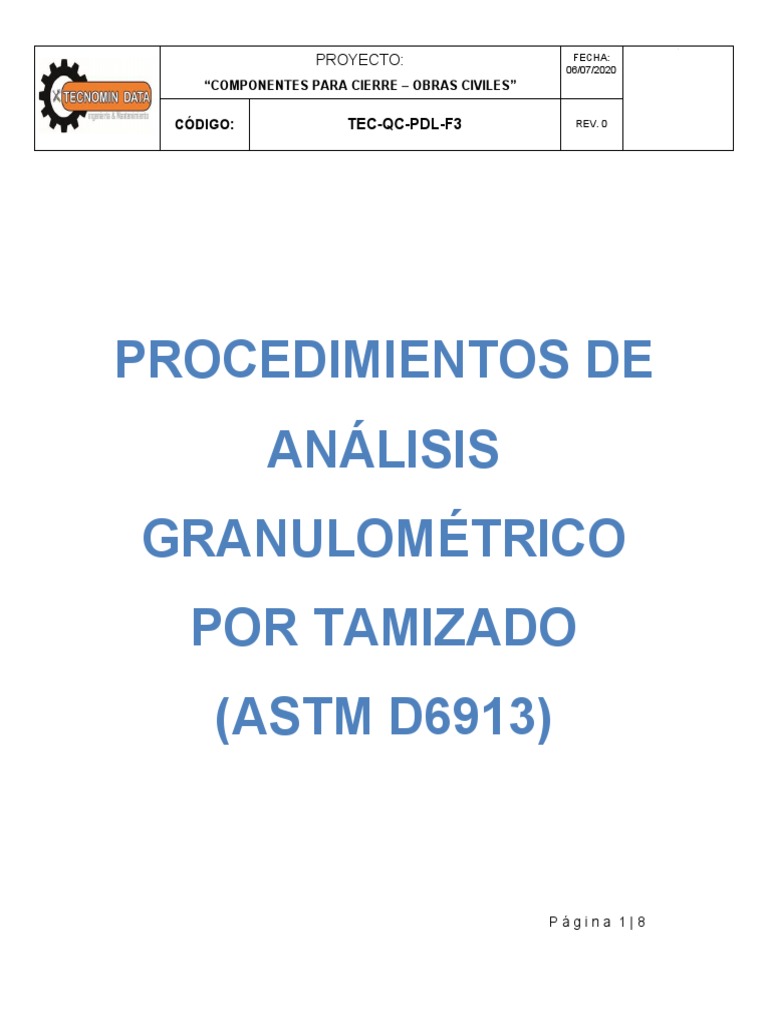 TEC-QC-PDL-F3 (Analisis Gran. Tamizado ASTM D6913) | PDF