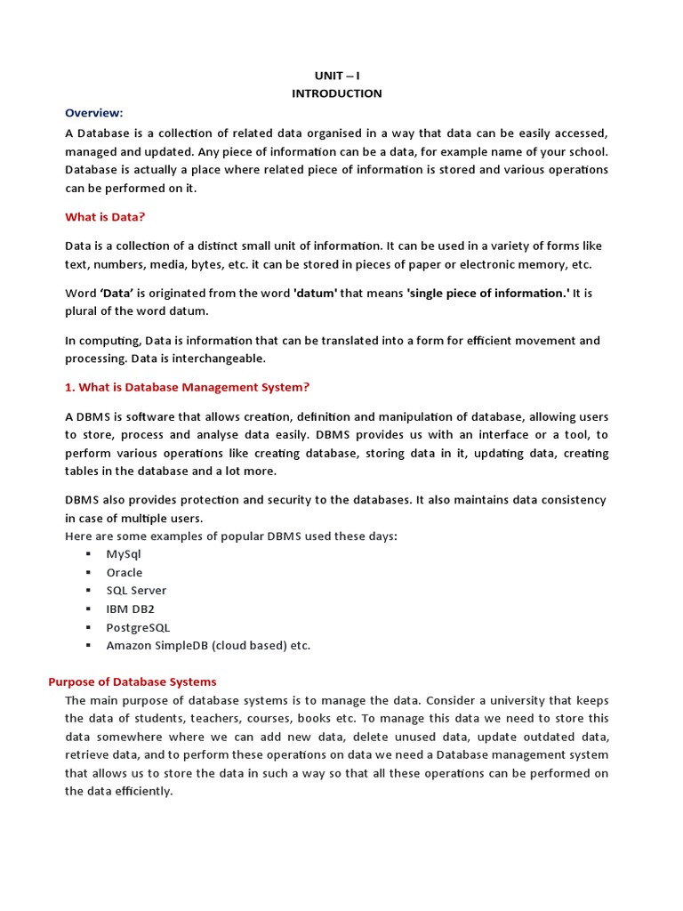 FDBS Unit - 1,2,3 | Download Free PDF | Databases | Conceptual Model