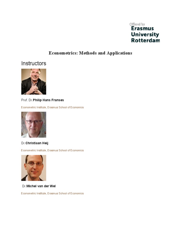 Instructors: Econometrics: Methods and Applications | PDF ... Instructors: Econometrics: Methods and Applications | PDF ...