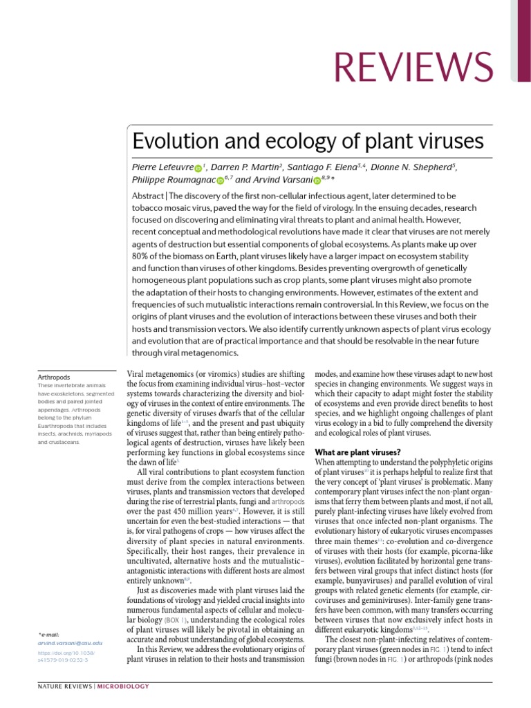 Evolution and Ecology of Plant Viruses | PDF | Virus | Plant Virus