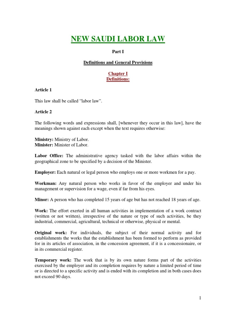 New Saudi Labor Law Overview | PDF | Employment | Labour Economics