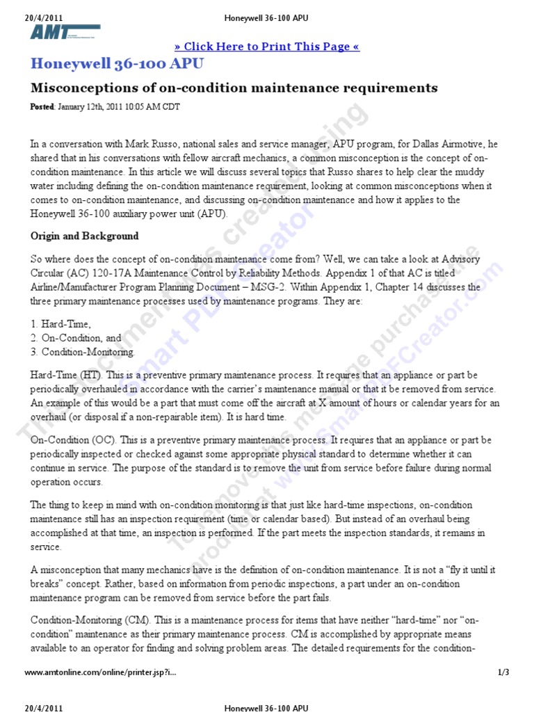 Honeywell 36-100 APU | PDF | Engines | Systems Engineering