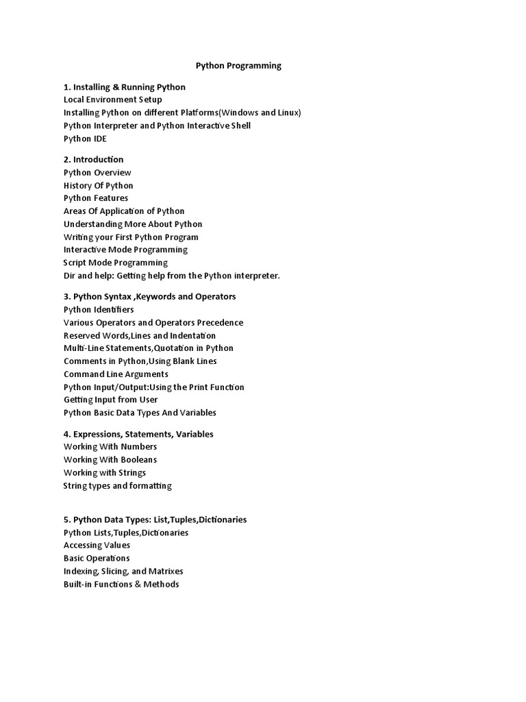 Python Programming Syllabus Pdf Python Programming Language Scope Computer Science