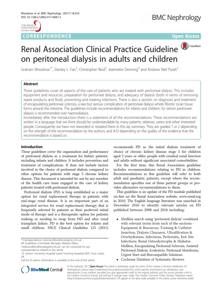 Renal Association Clinical Practice Guideline On Peritoneal Dialysis in ...