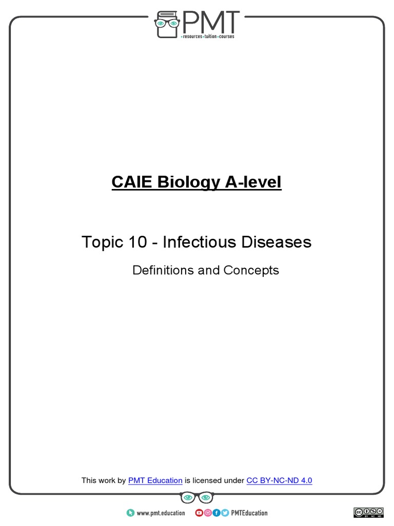 CAIE Biology A-Level: Topic 10 - Infectious Diseases | PDF | Pathogen ...