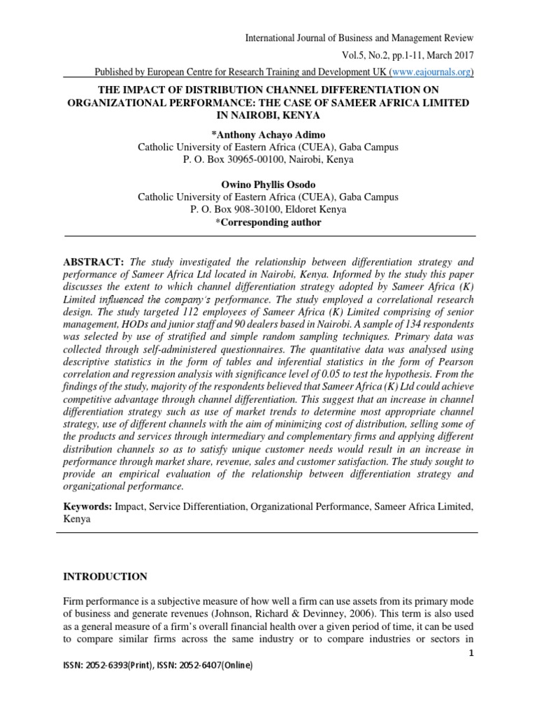 Channel Differentiation Impact on Firm Performance | PDF | Statistics ...
