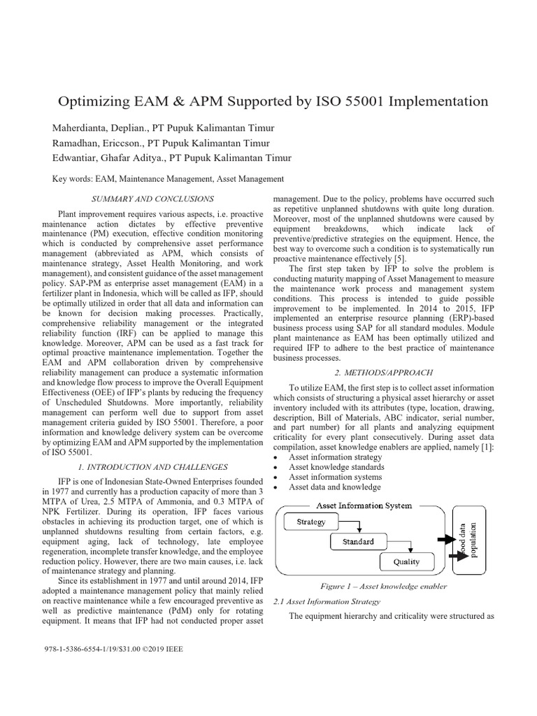 Optimizing EAM & APM Supported by ISO 55001 Implementation | PDF ...