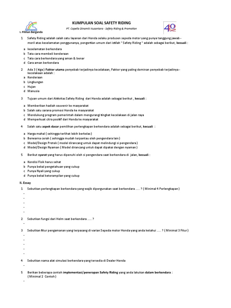 Soal Safety Riding 2012 | PDF