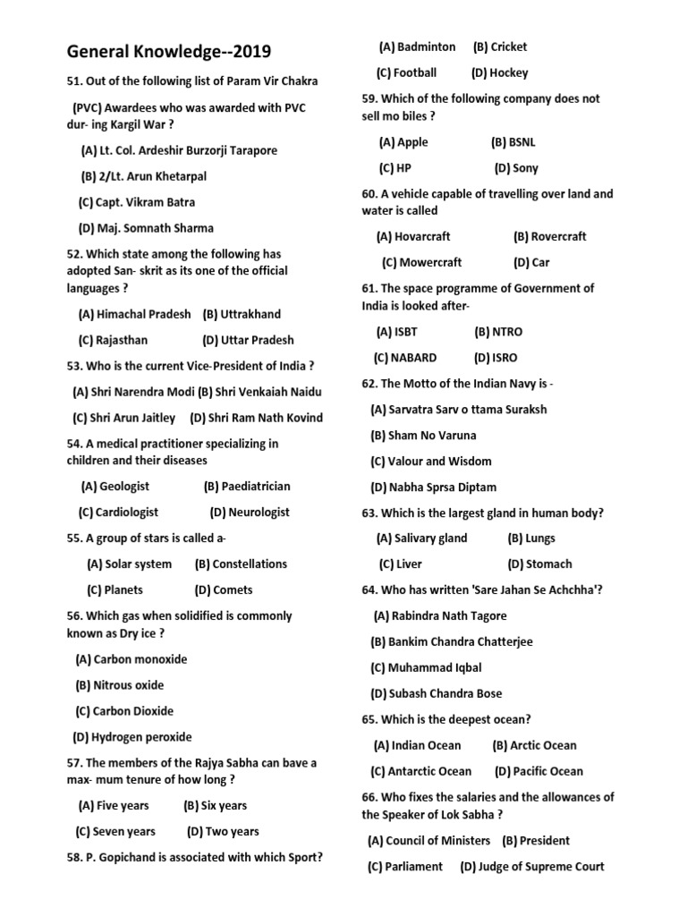 GK 2019 | PDF | Government Of India