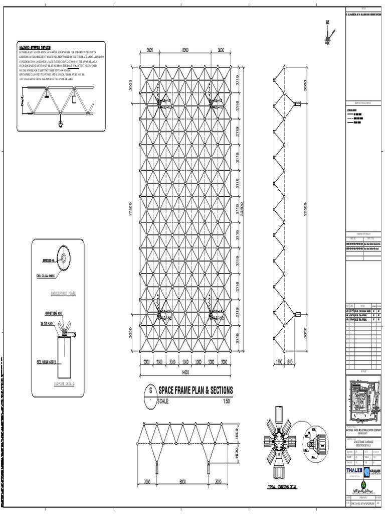 Space Frame Plan & Sections: Scale: 1:50 | PDF | Engineering | Economic ...