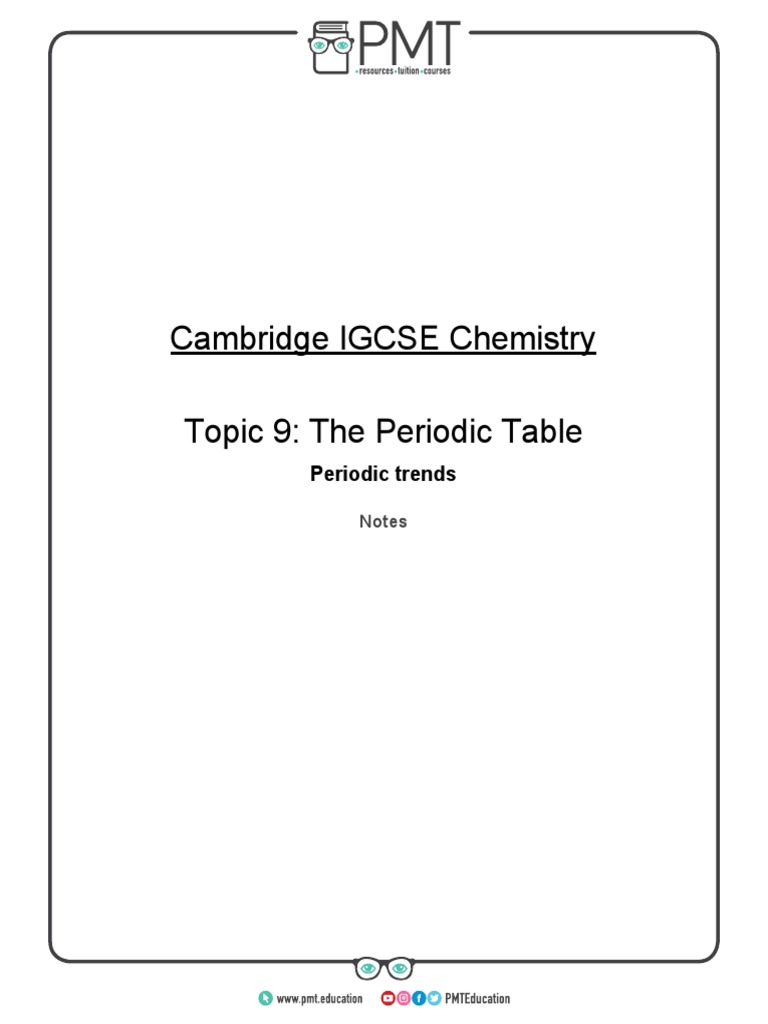 IGCSE Chemistry: Periodic Table Trends | PDF | Science & Mathematics ...