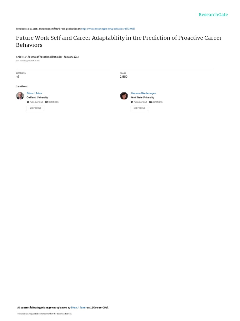 Future Work Self and Career Adaptability | PDF | Likert Scale ...