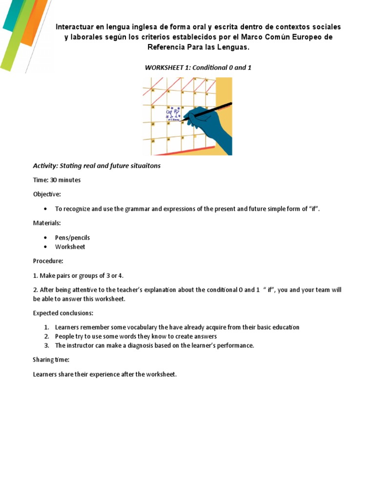 Conditional 0 and 1 Exercises Worksheet | PDF | Linguistics | Cognition