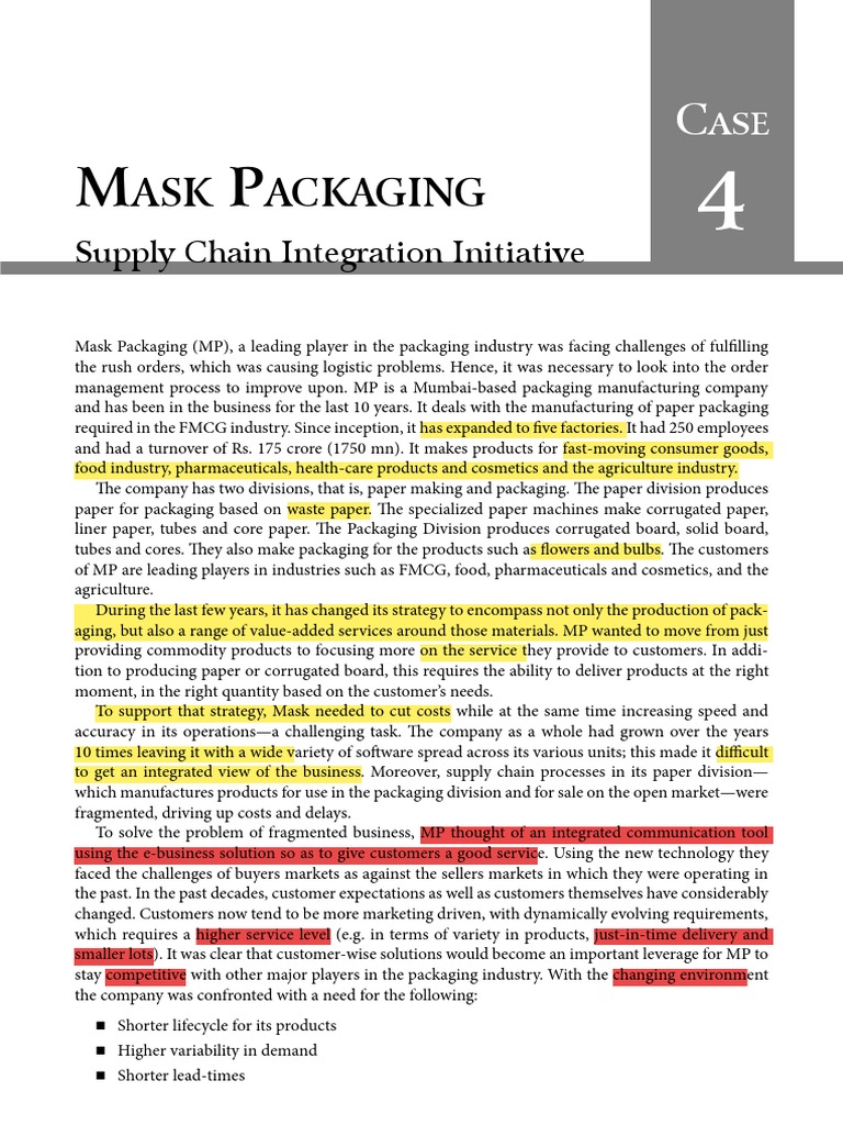 Case 3 Mass Packaging SCM | PDF | Supply Chain | Packaging And Labeling