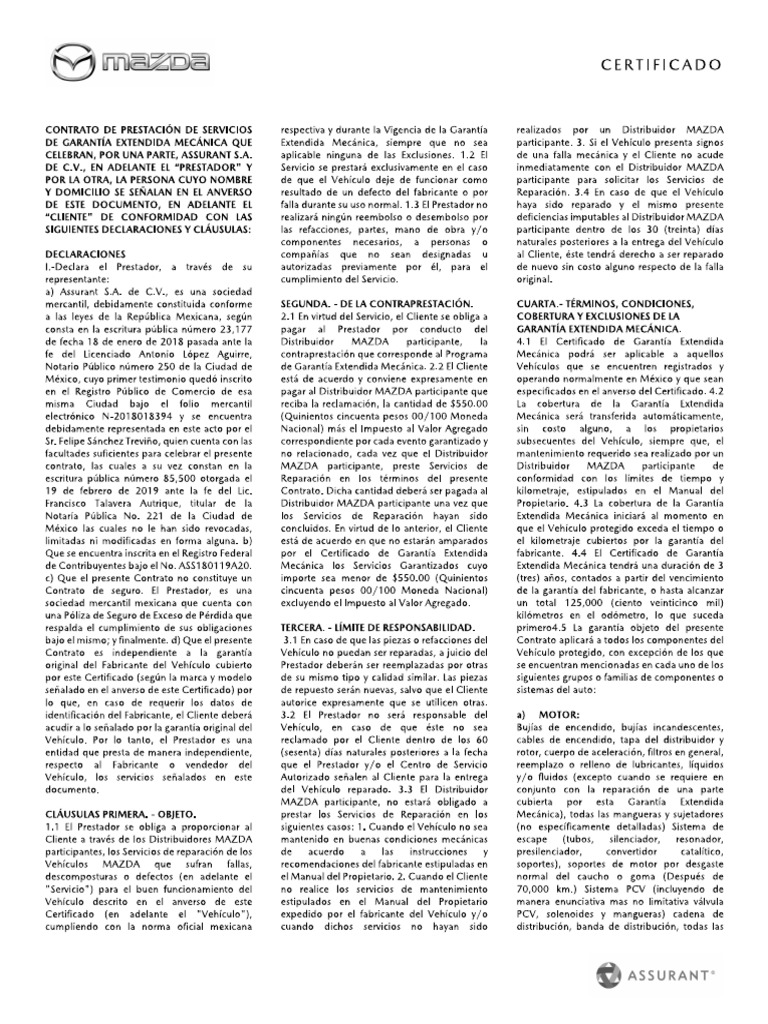 Clausulado Extension de Garantia | PDF