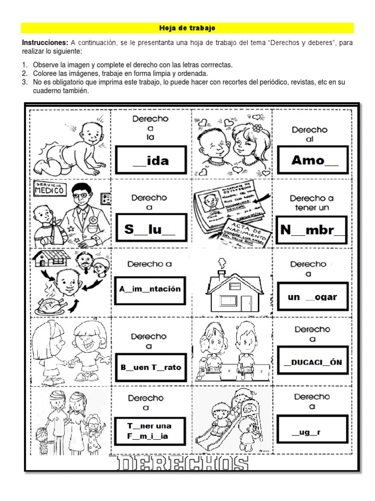 Derechos de Los Niños - Hoja de Trabajo | PDF