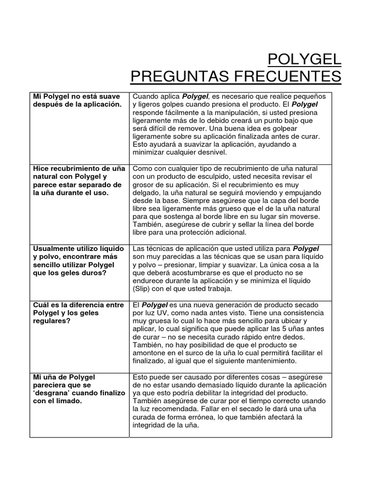 Guía de Aplicación y Cuidados del Polygel | PDF | Clavo (anatomía)