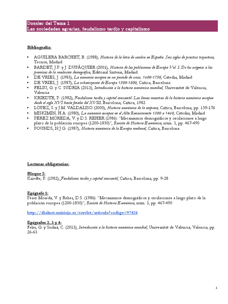 Dossier TEMA 1 2016-2017 | PDF | Recinto | Agricultura