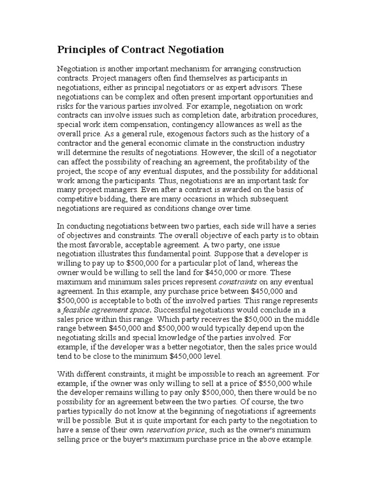 Principles of Contract Negotiation | PDF | Negotiation | Pareto Efficiency