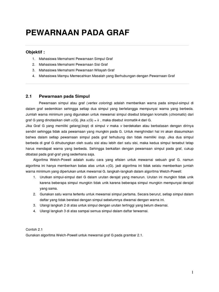 (Modul Tulis) Topik 2 Pewarnaan Pada Graf | PDF