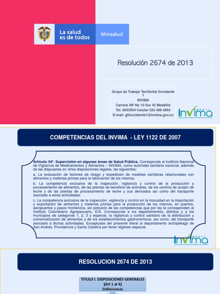 Presentación Resolución 2674 de 2013 RESUMEN | PDF | Agua | Agua potable