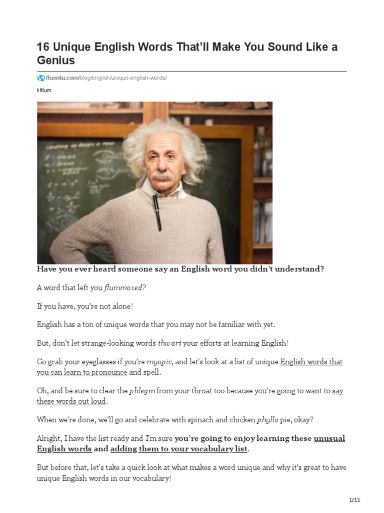 16 Unique English Words That'll Help You Sound Like a Genius | PDF ...