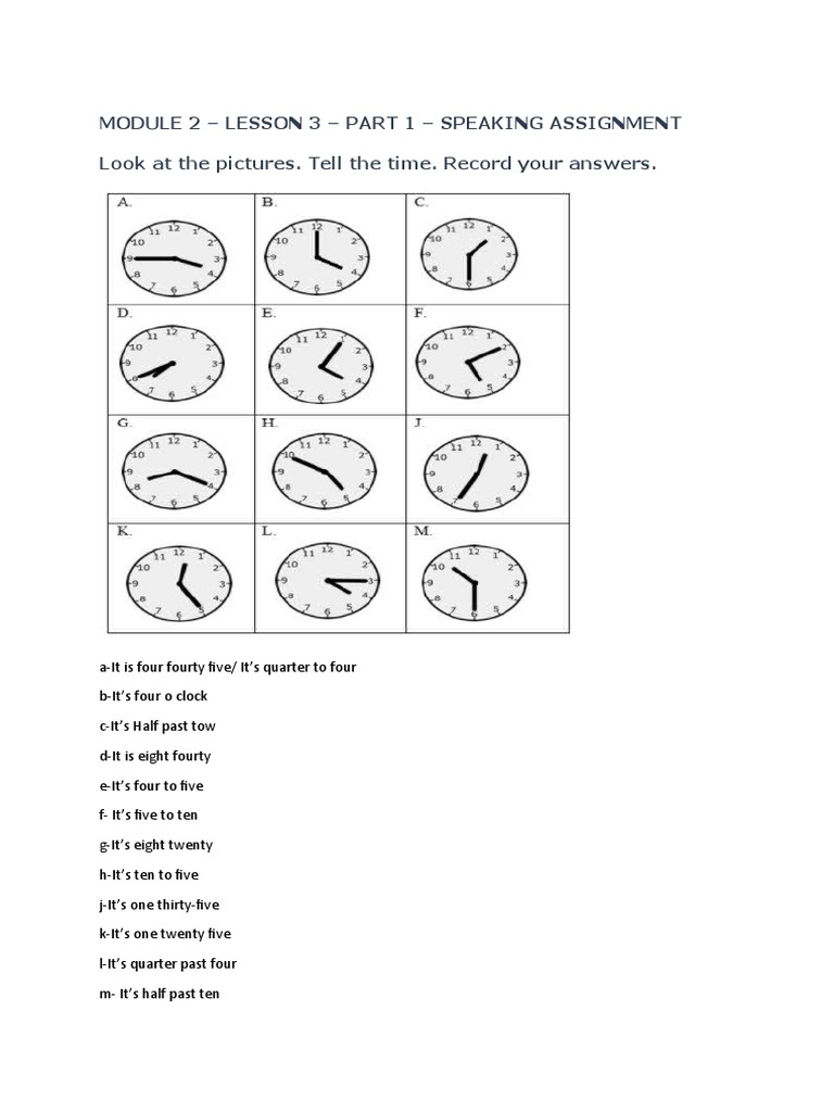 Module 2 - Lesson 3 - Part 1 - Speaking Assignment | PDF