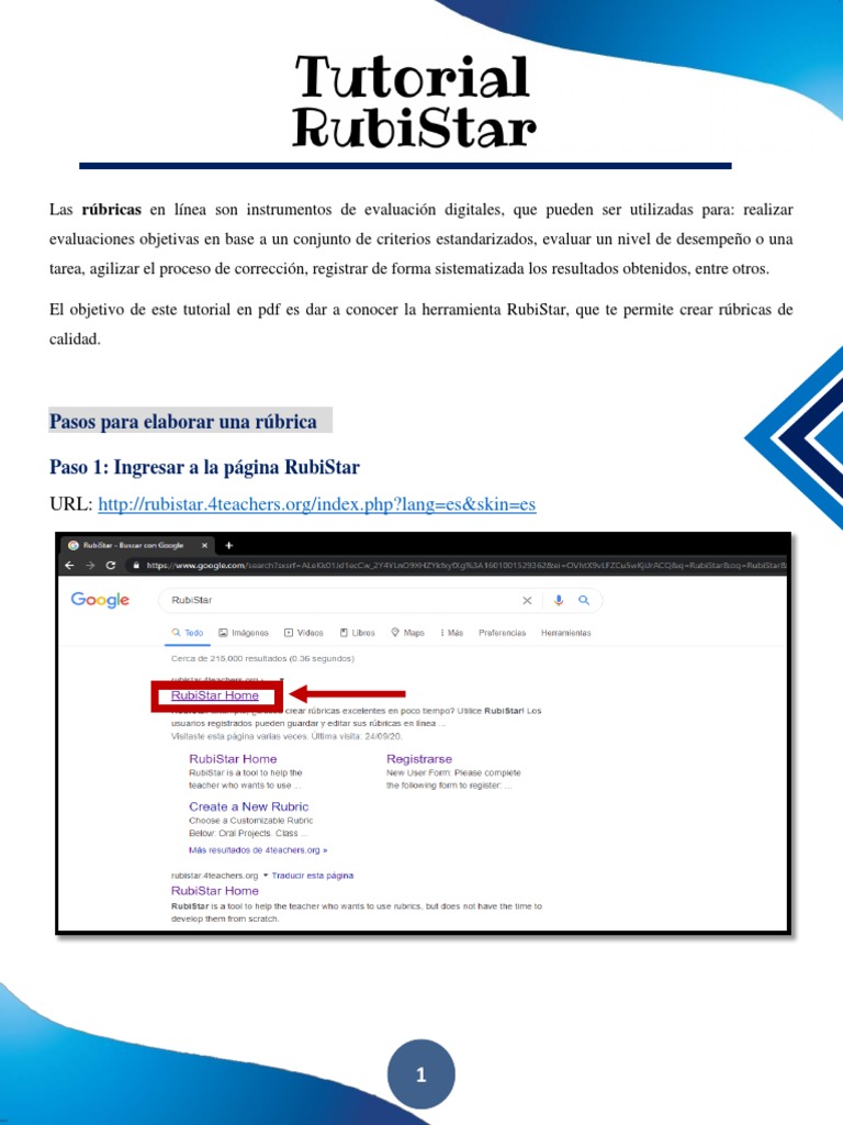 Tutorial RubiStar | PDF | Rúbrica (Académica) | Informática