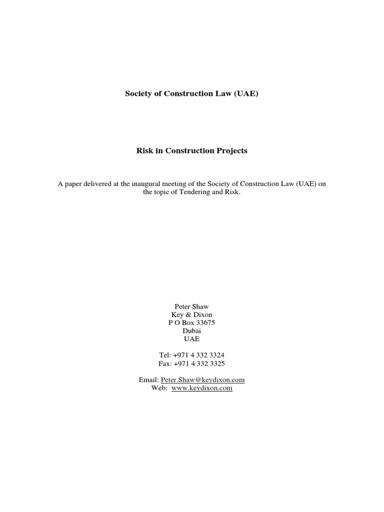 Society of Construction Law (UAE) | PDF | Risk | Risk Management