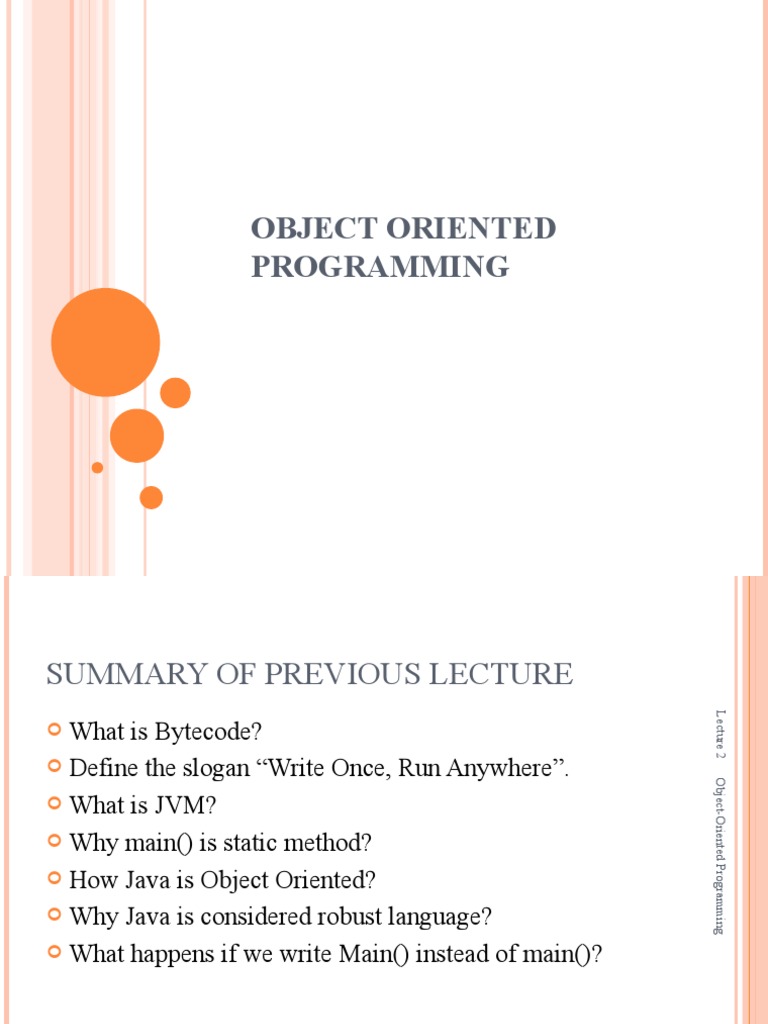 Object Oriented Programming | PDF | Variable (Computer Science) | Data Type