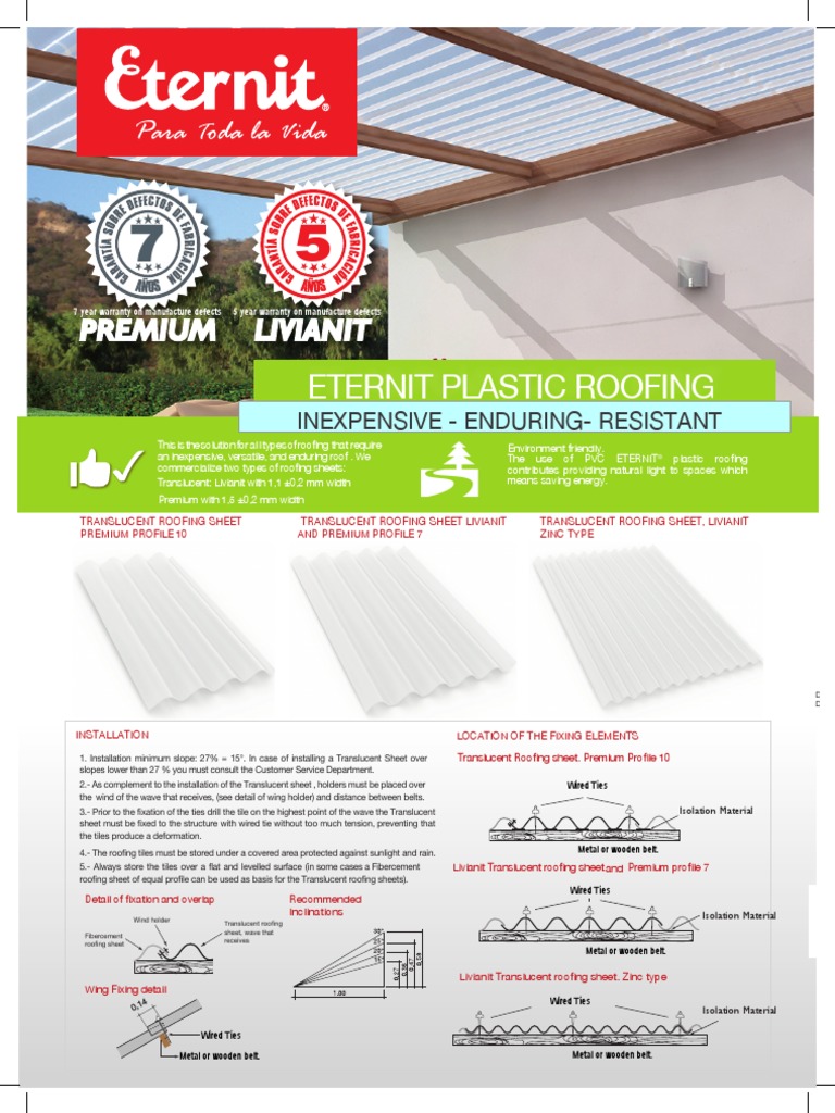 Eternit Plastic Roofing: Inexpensive - Enduring-Resistant | PDF | Roof ...
