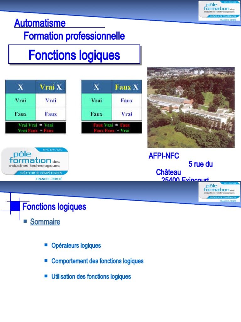 Formation en Logique et Automatisme | PDF | Automatisation | Fonction logique