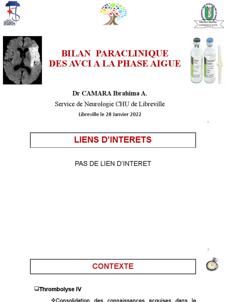 Bilan paraclinique des AVC ischémiques | PDF | Accident vasculaire ...