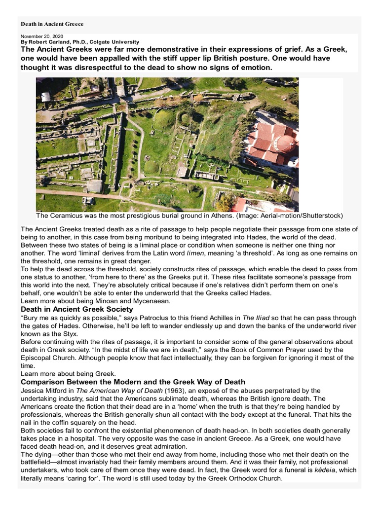 Death in Ancient Greece | PDF | Iliad