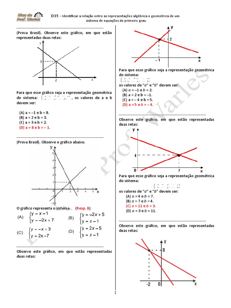 D35 (9º ANO - Mat.) - Blog Do Prof. Warles | PDF | Equações | Matemática