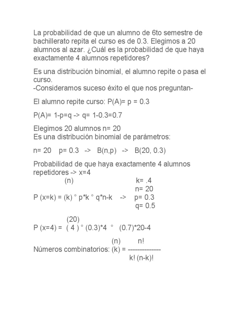 Ejercicio Distribucion Binomial | PDF