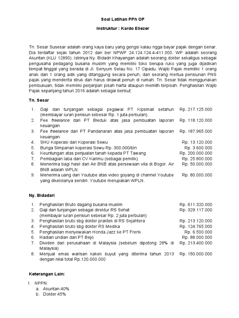 Soal Latihan PPH OP AB Sesar Kompleks ( | PDF Soal Latihan PPH OP AB Sesar Kompleks ( | PDF